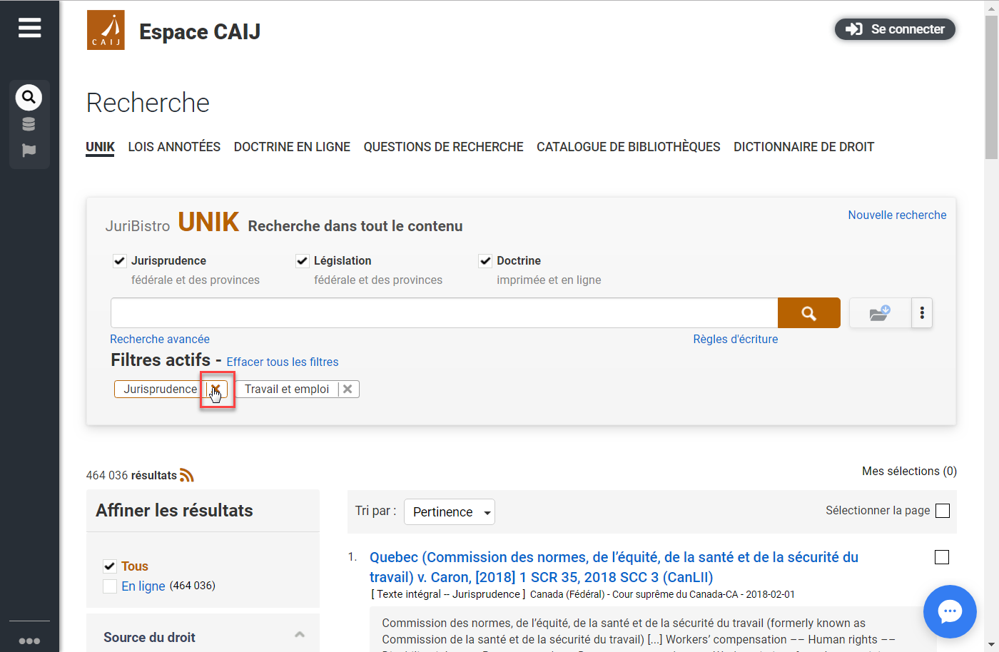 Comment filtrer un résultat de recherche?